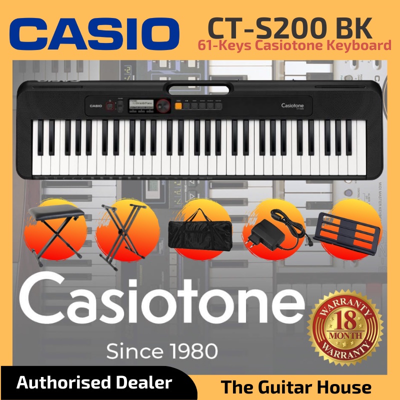 Casio CT-S200 61-Keys Casiotone Keyboard with free gifts -Black (CTS200 ...