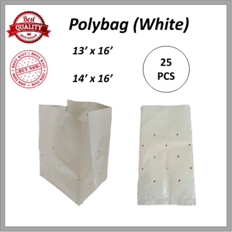 25 PCS White Polybag Thick UV Fertigasi Polibag Putih (Nursery Growing ...
