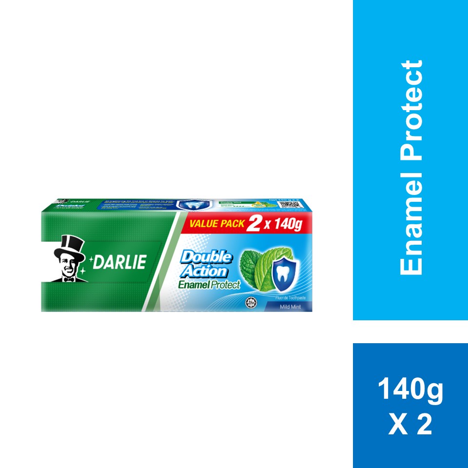 Darlie Double Action Enamel Protect Mild Mint Toothpaste 140g x 2s ...