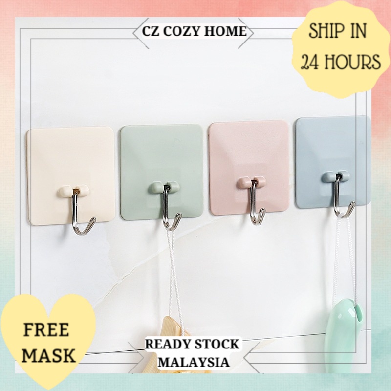 CZ Cozy Home Seamless Wall Sticky Hook Nail-Free Wall-Mounted Bathroom ...