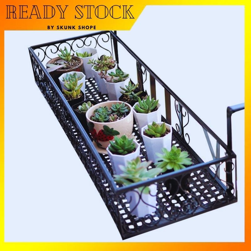 SS 80cm Hanging Balcony Flower Rack Stand Pot Plant Garden 0143 - Rak ...