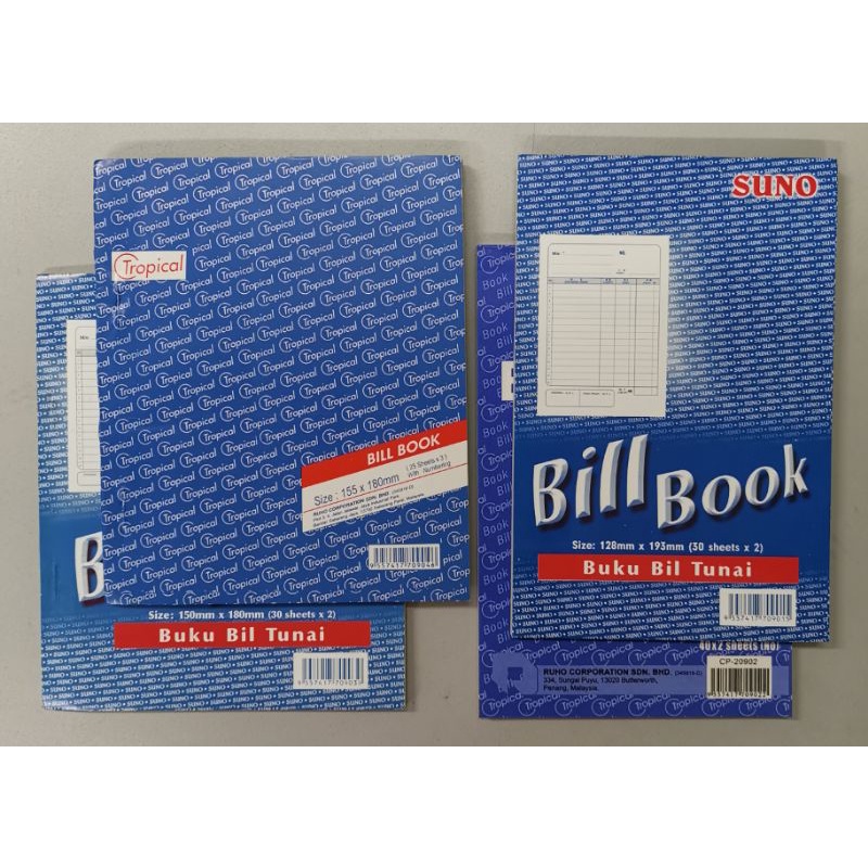 Buku bil tunai/ cash bill book/ buku resit 2ply/ 3ply / sederhana besar ...