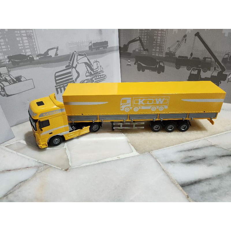 lori kontena besi cargo dan berpagar platform transporter diecast ...