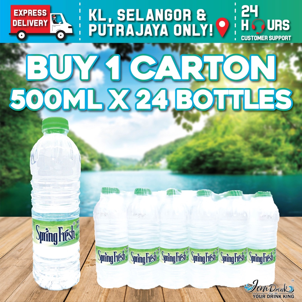 BUNDLE OF 1 CARTON : SPRING FRESH MINERAL WATER 500ML x 24 BOTTLES ...