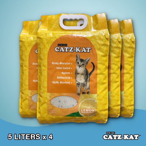5L x 4 pack CATZ-KAT Lemon Fragrance Cat Litter Ball Shape (Limited ...