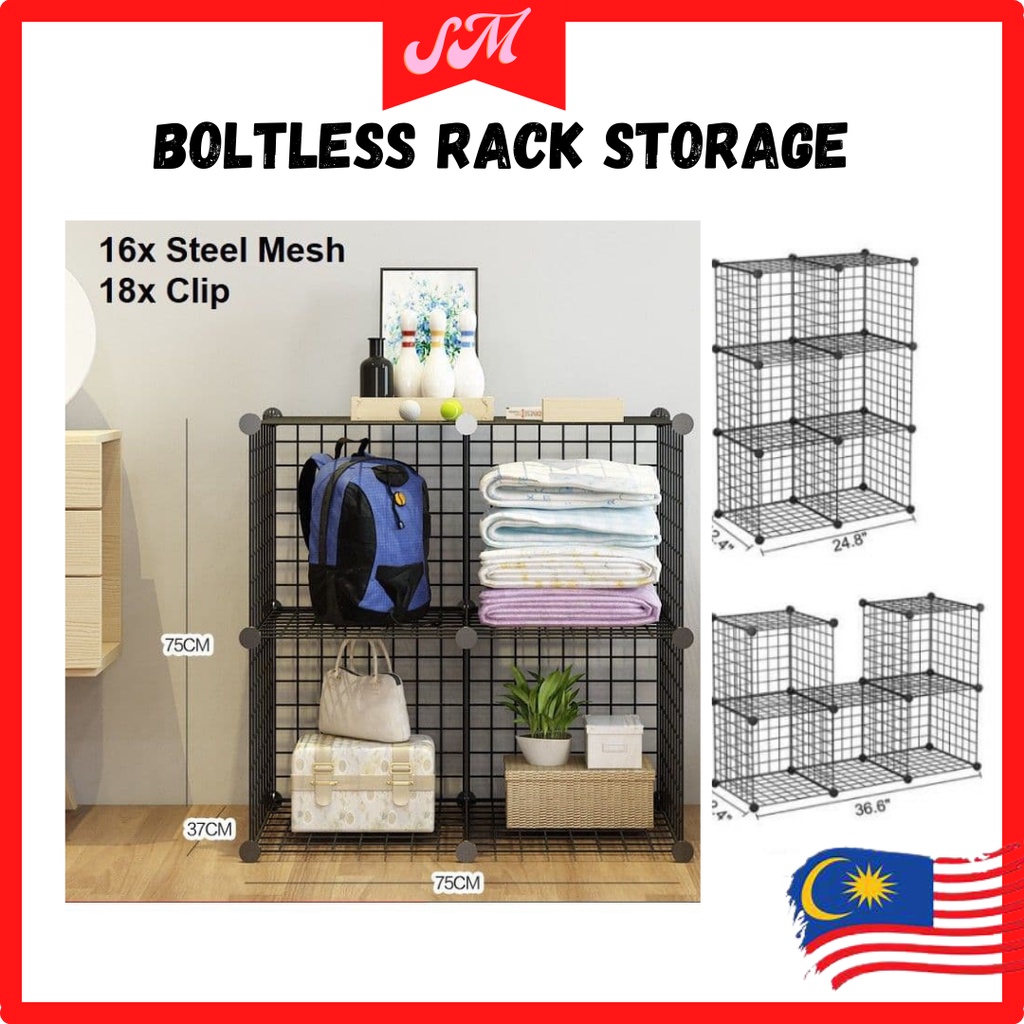 Boltless Rack Storage Rack Home Store Warehouse Rak Besi Stackable Shoe ...