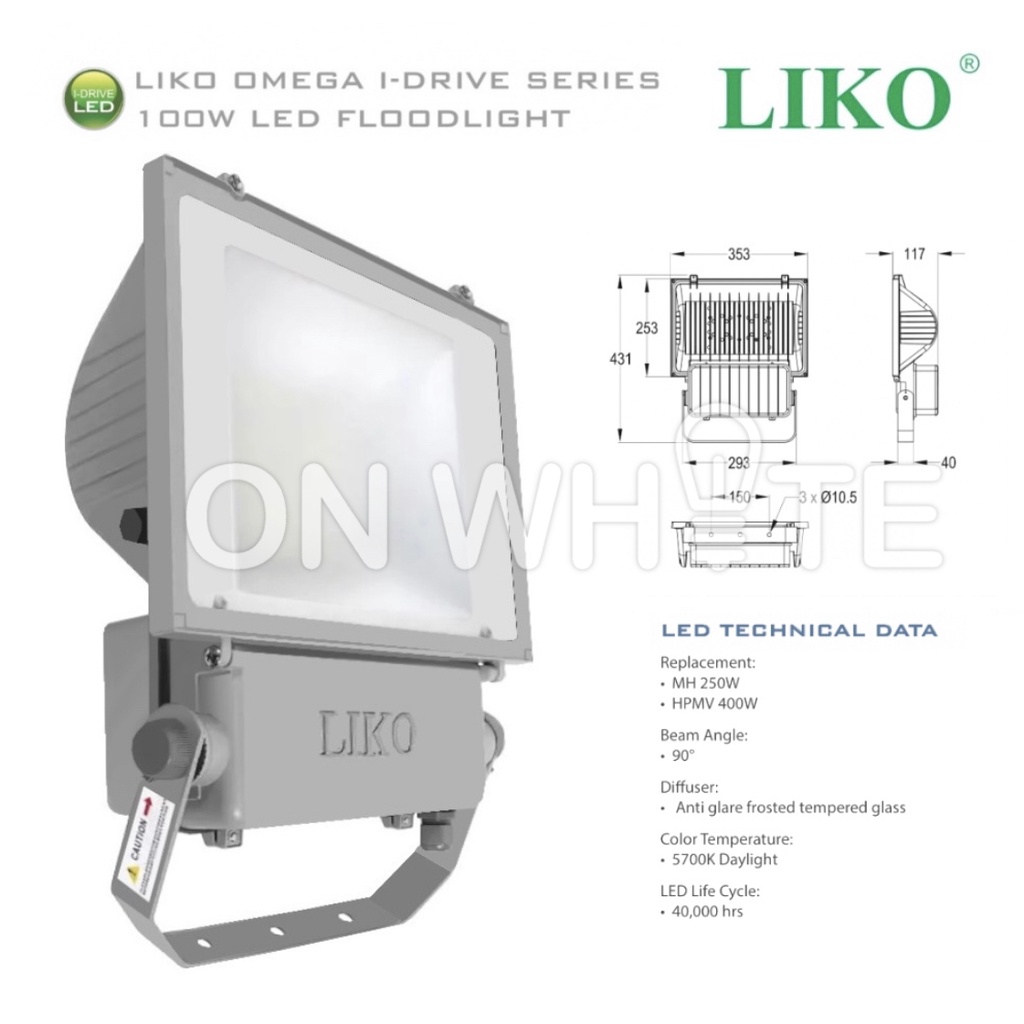 LIKO OMEGA LED Flood Light 100W Daylight 5700K / SPOT LIGHTING / NIKKON ...