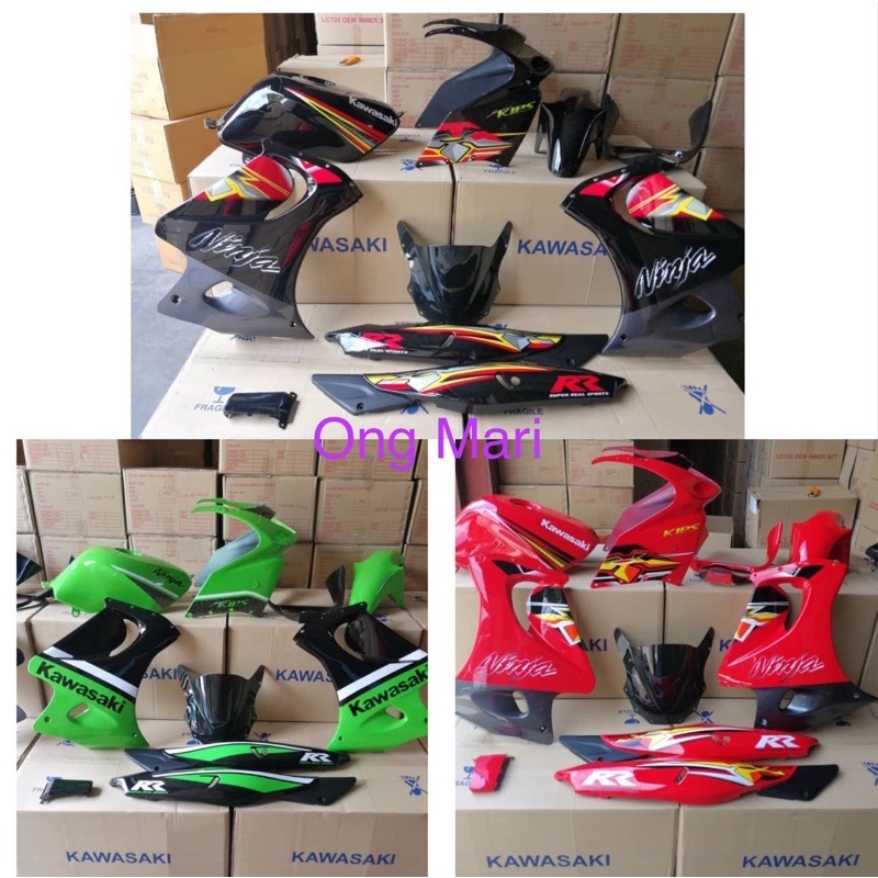 Kawasaki zx150 krr double rr150 body cover set siap tank tanam sticker ...