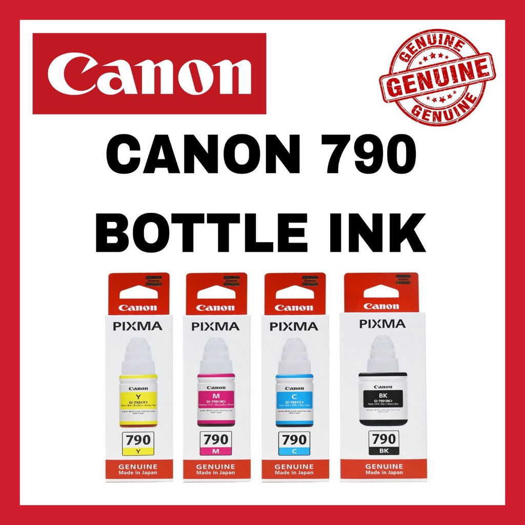 ORIGINAL CANON 790 BOTTLE INK BLACK & COLOUR | Shopee Malaysia