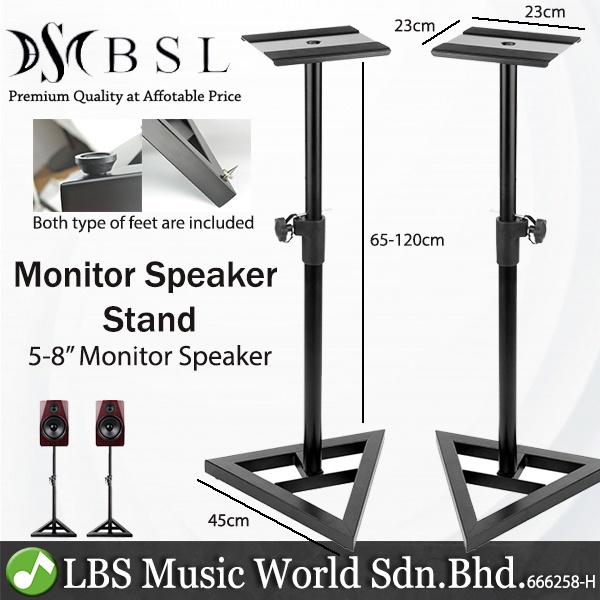 BSL Adjustable Studio Monitor Speaker Stand for 5 to 8 inch Full Sized ...