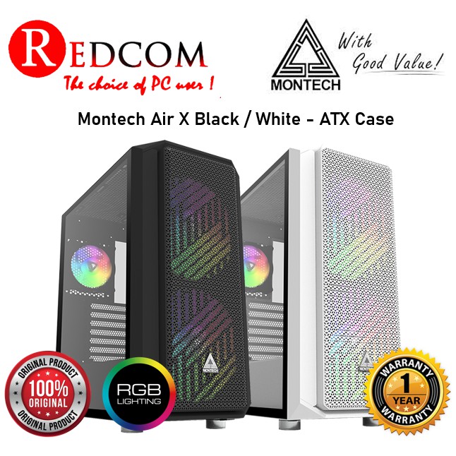 Montech Air X Black / White - ATX Case /Tempered Glass/ Mesh Front ...