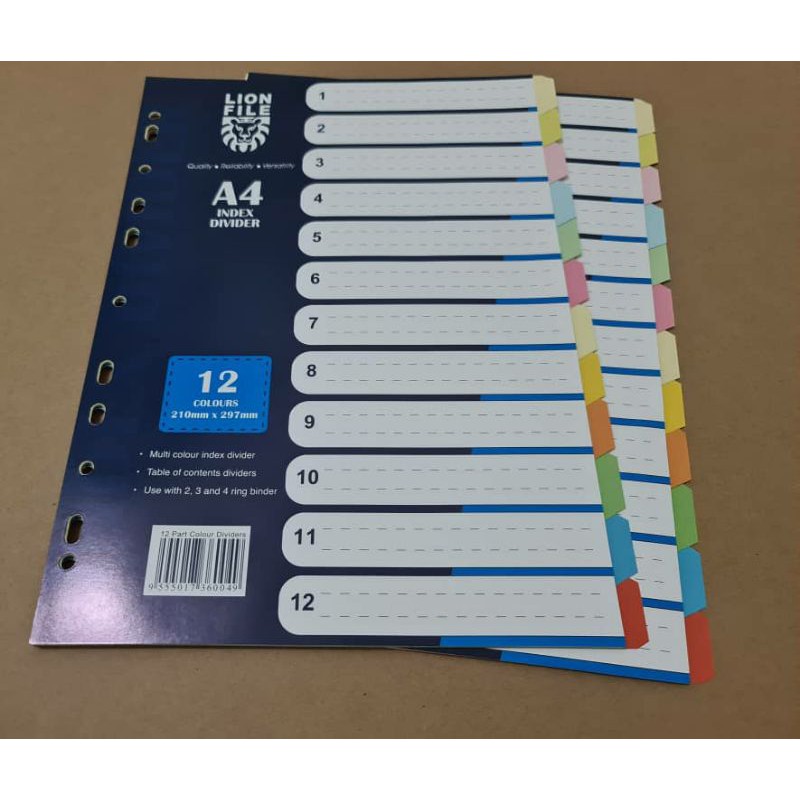 Paper Index Divider 12 Colour ( 4 sets/pkt) | Shopee Malaysia