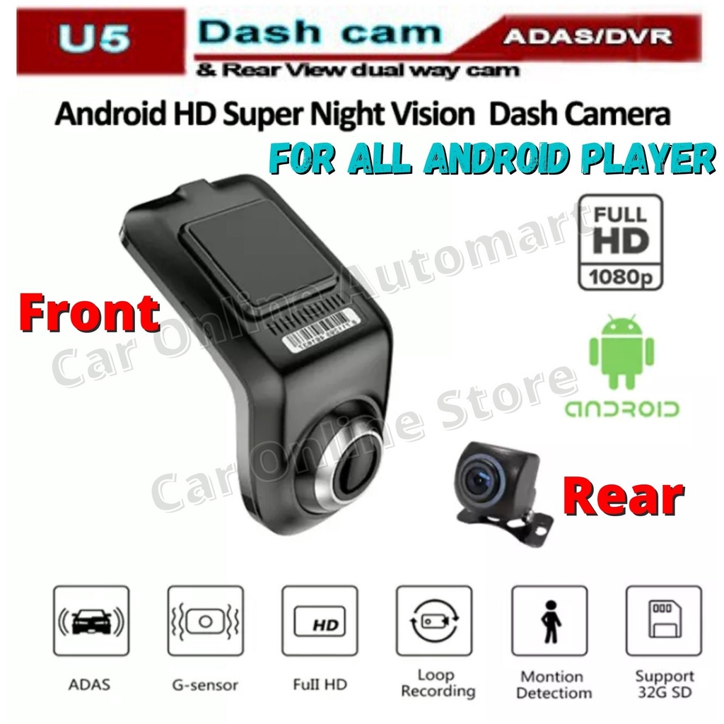 DVR Camera Full HD 1080P Front & Rear USB Hidden Camcorder ADAS Dual ...
