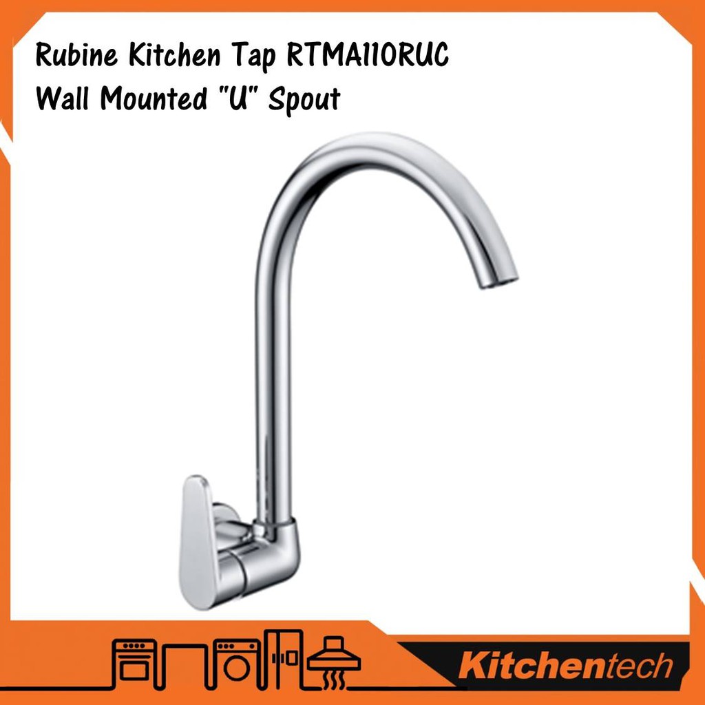 Kitchentech Rubine Kitchen Tap RTMA110RUC Wall Mounted "U" Spout ...