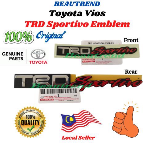 Toyota Vios TRD SPORTIVO Original Emblem Logo Badge Model Vios NCP93 ...