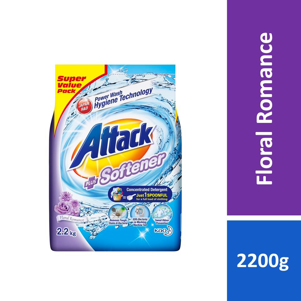 Attack Detergent Plus Softener Floral Romance Concentrate Detergent ...