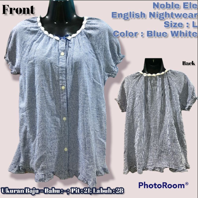 NOBLE ELE English Nightware Top Blue L | Shopee Malaysia
