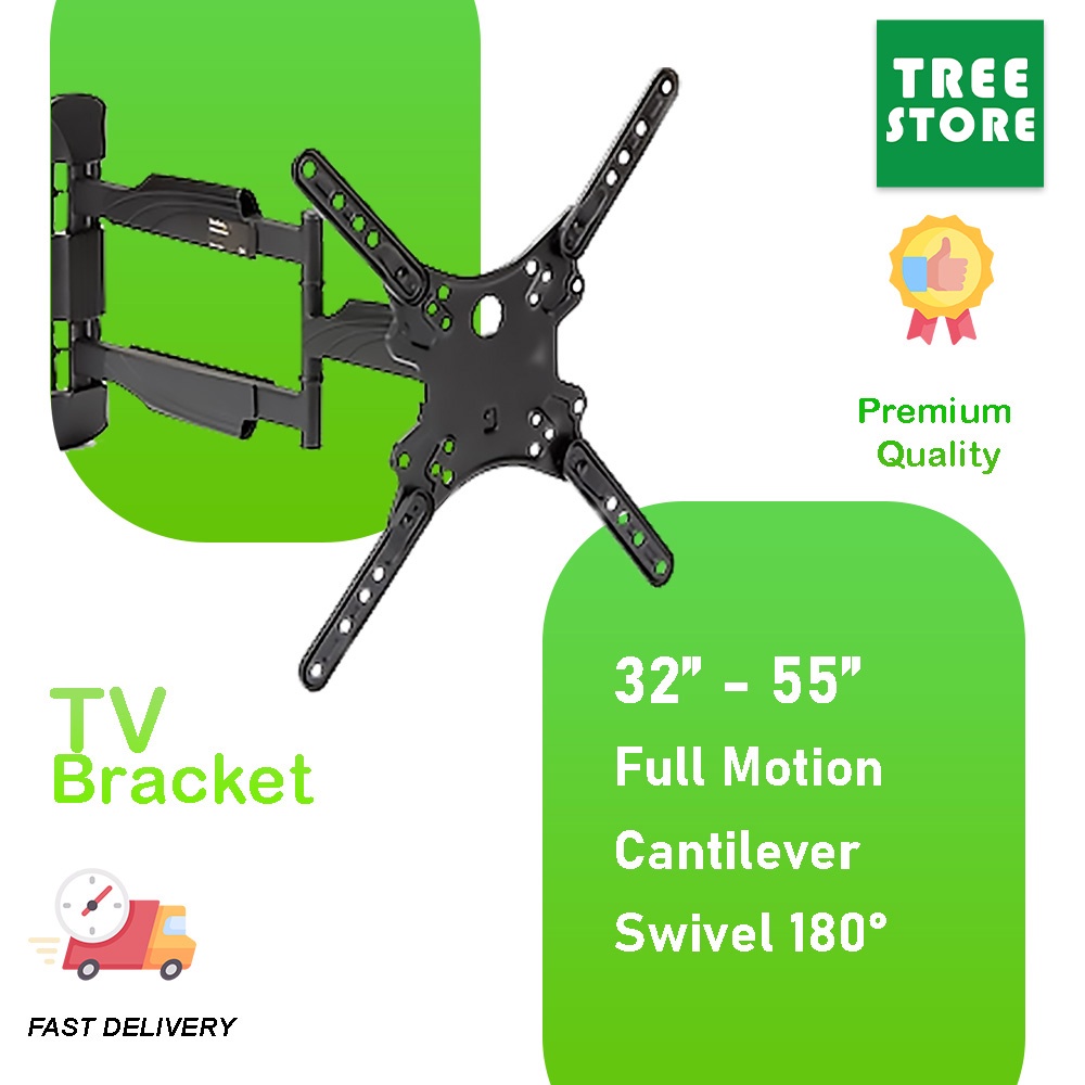 Fully Adjustable Full Motion TV Wall Mount Bracket 32" - 55" inch TV ...