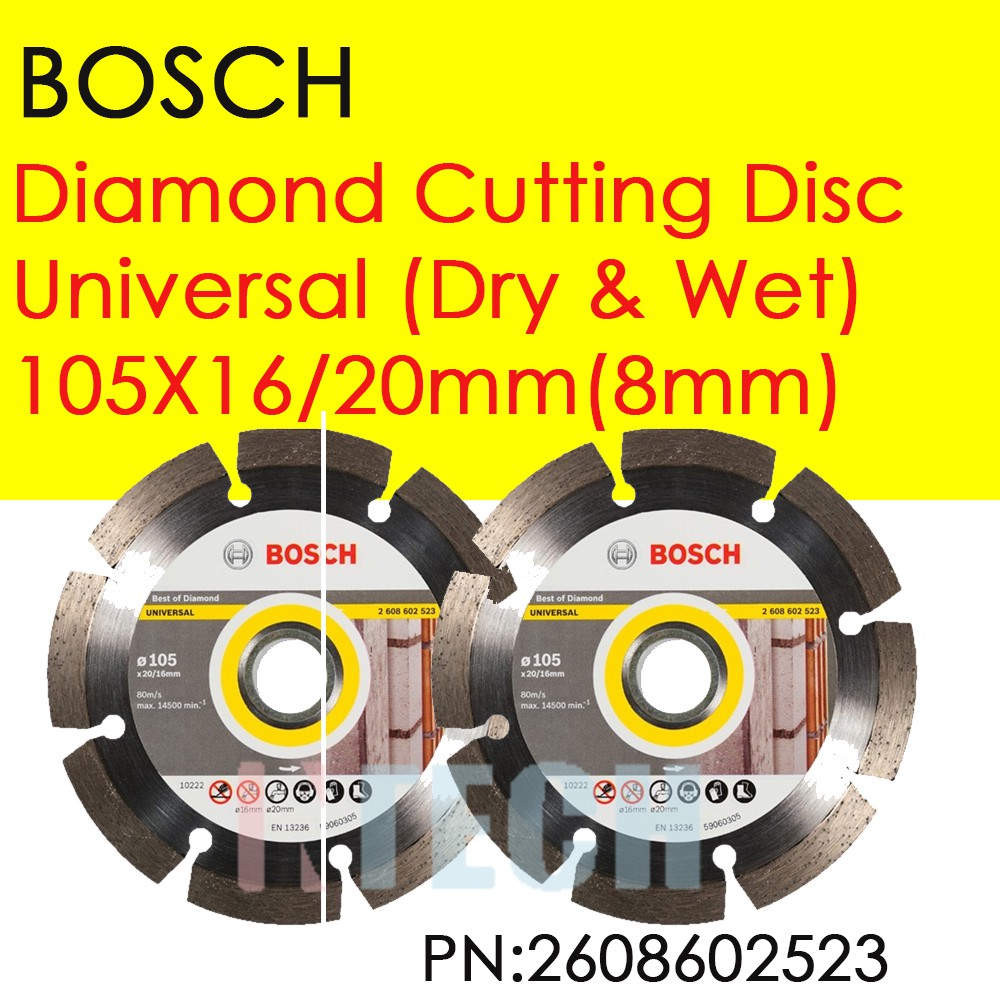 BOSCH 2608602523 DIAMOND CUTTING DISC (2PCS) 105 x 16/20mm - (12mm ...