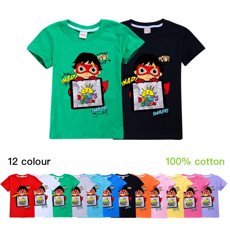 Summer Fashion Boy Girl Ryan Toys Review T-shirt Ryan's World T Shirt ...