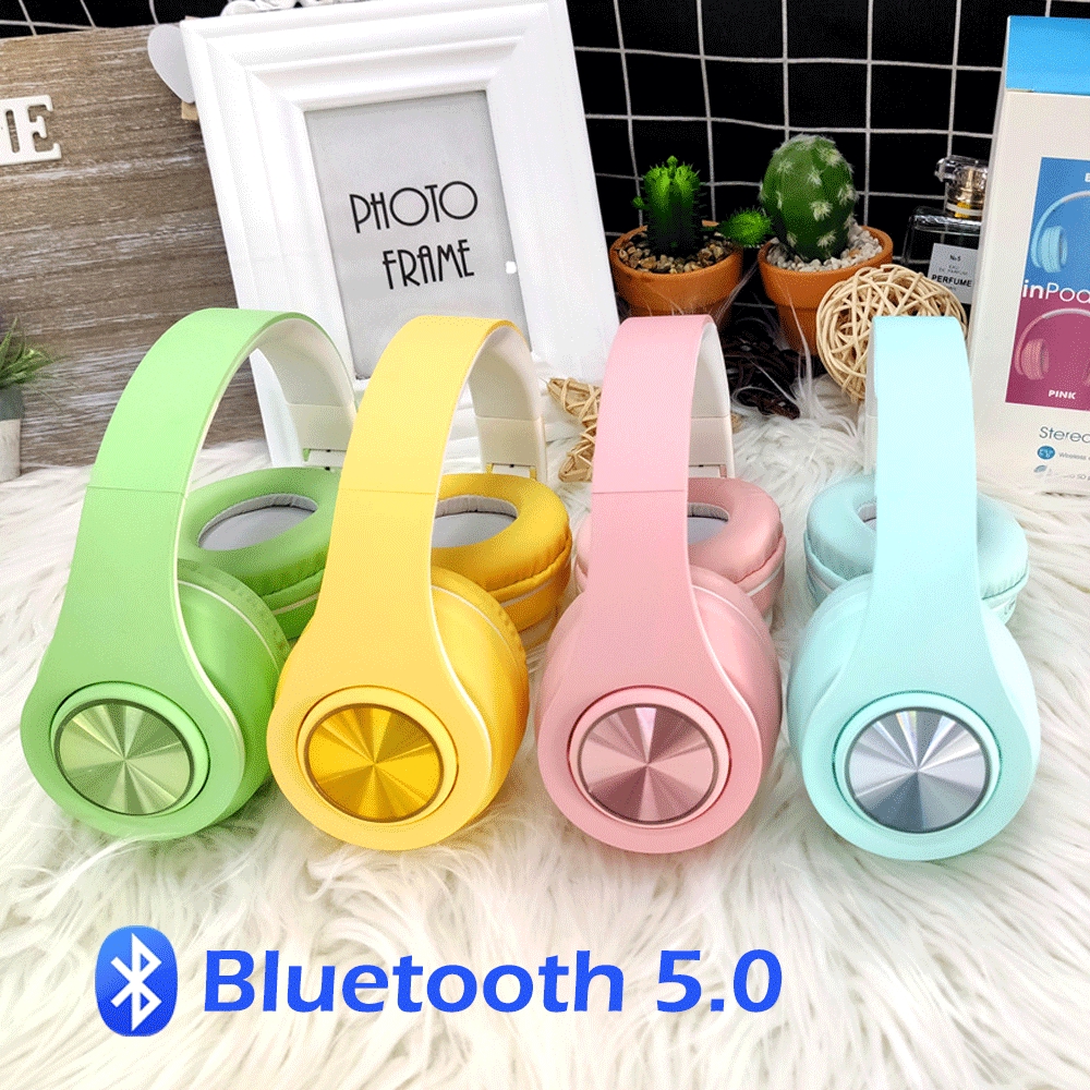 NEW Macaron Headphone Bluetooth 5.0 Wireless Headphone LED Colorful ...