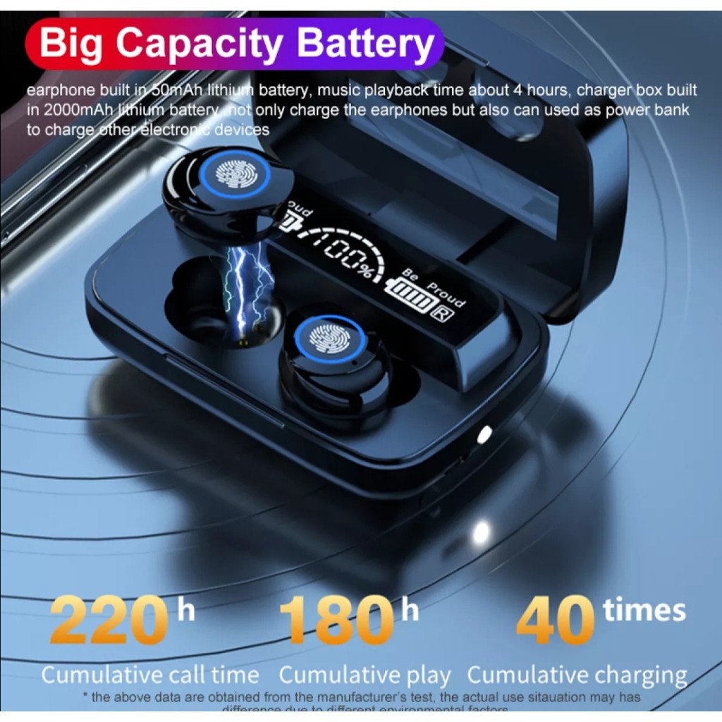 M9 TWS Earbuds Wireless Earphone Bluetooth 5.1 HiFi Bass Stereo Headset ...