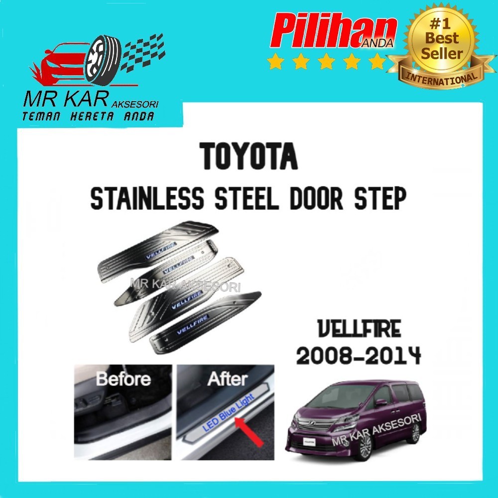 Toyota vellfire anh20 2008 - 2014 door side sill step stainless steel ...