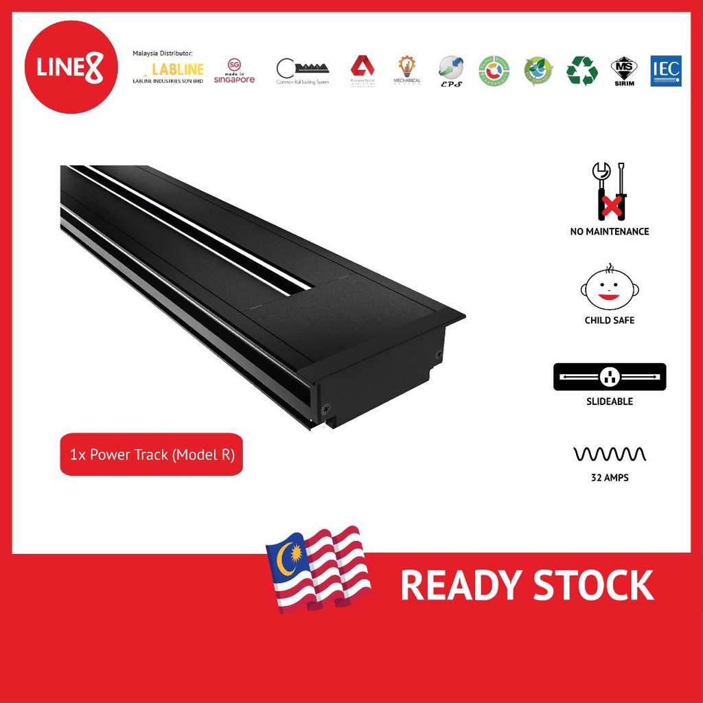 Line8 Recess Power Track / Rail / Trunk for Slide Socket Adaptor 400mm ...
