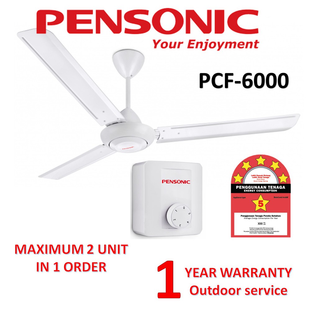 Pensonic 5 Star Energy Saving Ceiling Fan PCF-6000 SINGLE PACK | Shopee ...