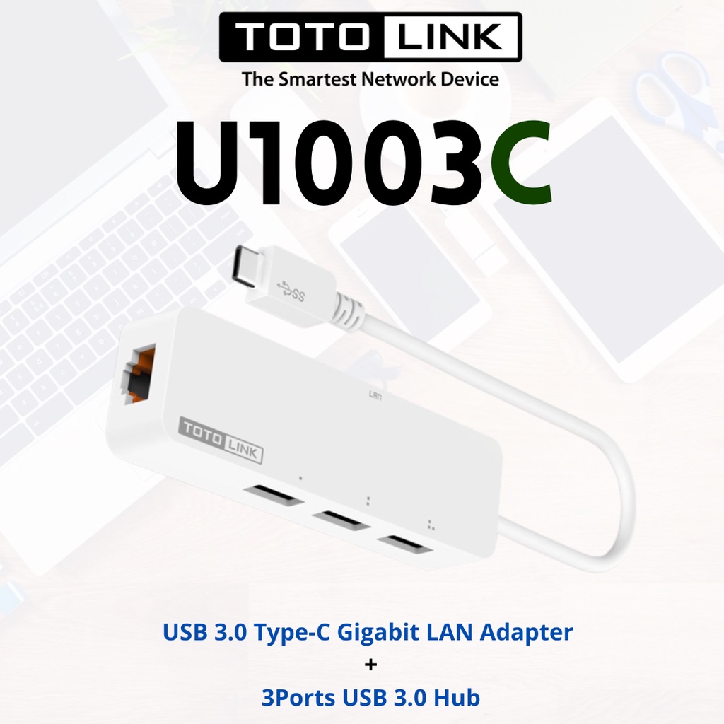 Totolink U1003C 3-Port USB 3.0 Type-C Hub with RJ45 Gigabit Ethernet ...