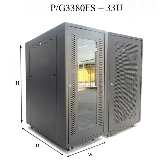 33U Floor Stand Server Rack - GrowV / TEMPERED GLASS / PERFORATED ...