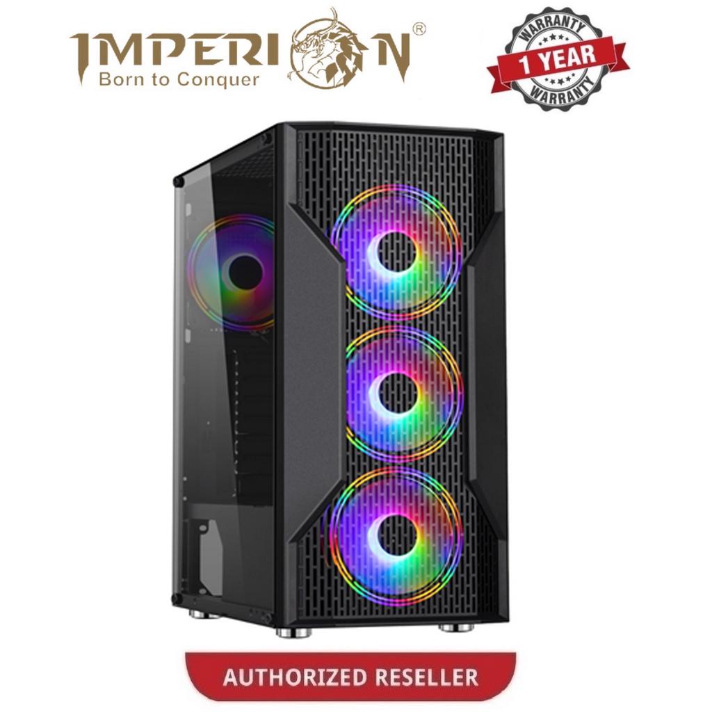 IMPERION Kinetic 364 ATX Tempered Glass CASING WITH 3 RGB FAN | Shopee ...