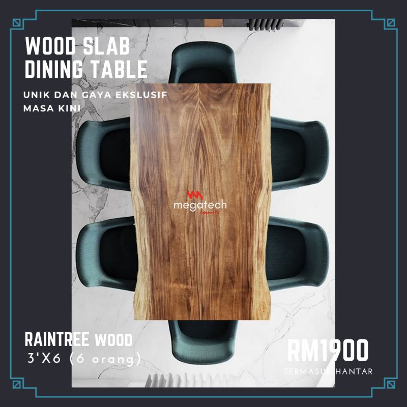 Meja makan kayu balak / dining table wood slab | Shopee Malaysia