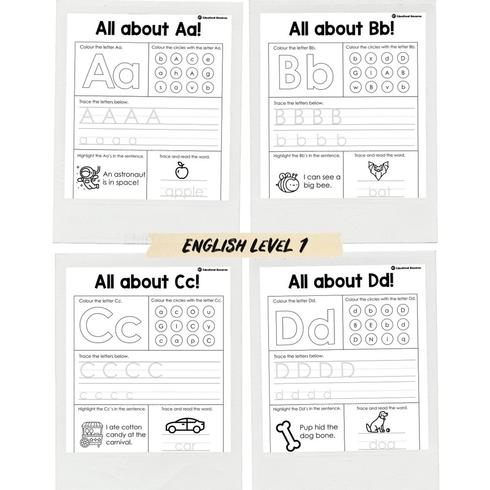 Kindergarten English Workbook 3-6 years old | English for preschool ...