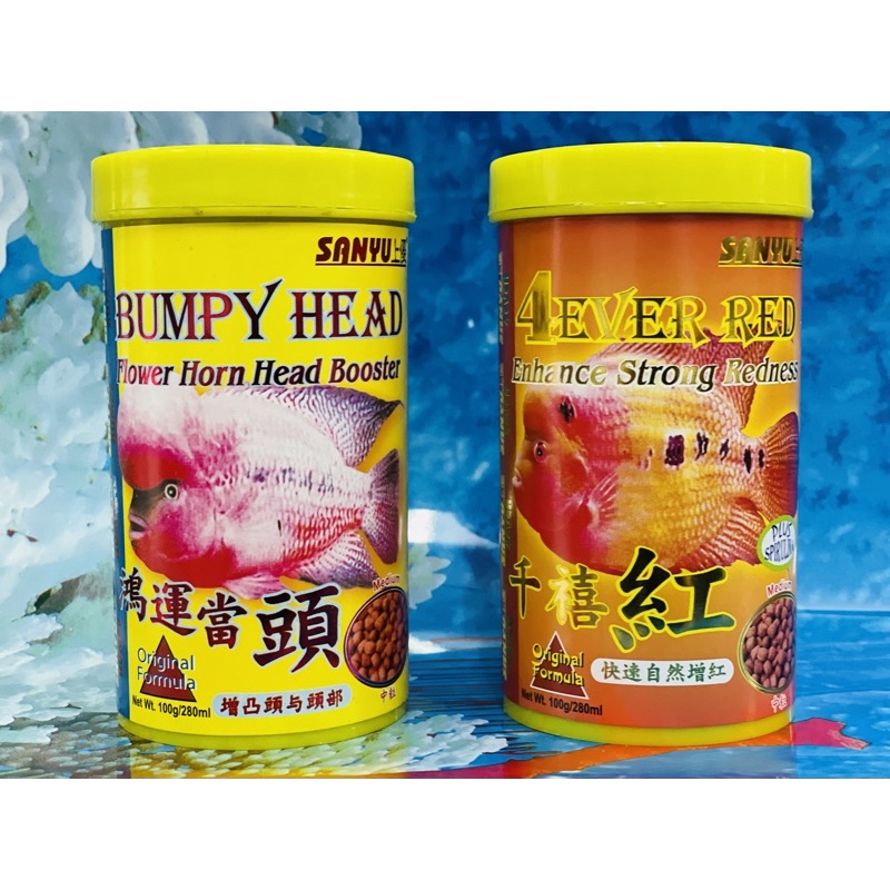 Sanyu Flowerhorn Humpy Head And 4ever Red Pellet 100g Makanan Ikan ...