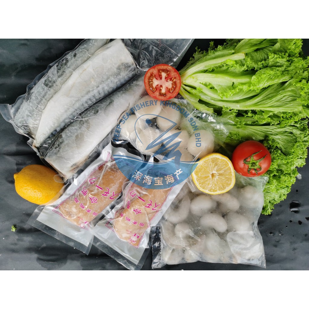 Ds 15 seafood package (saba fish fillet, scallop meat, prawn meat ...