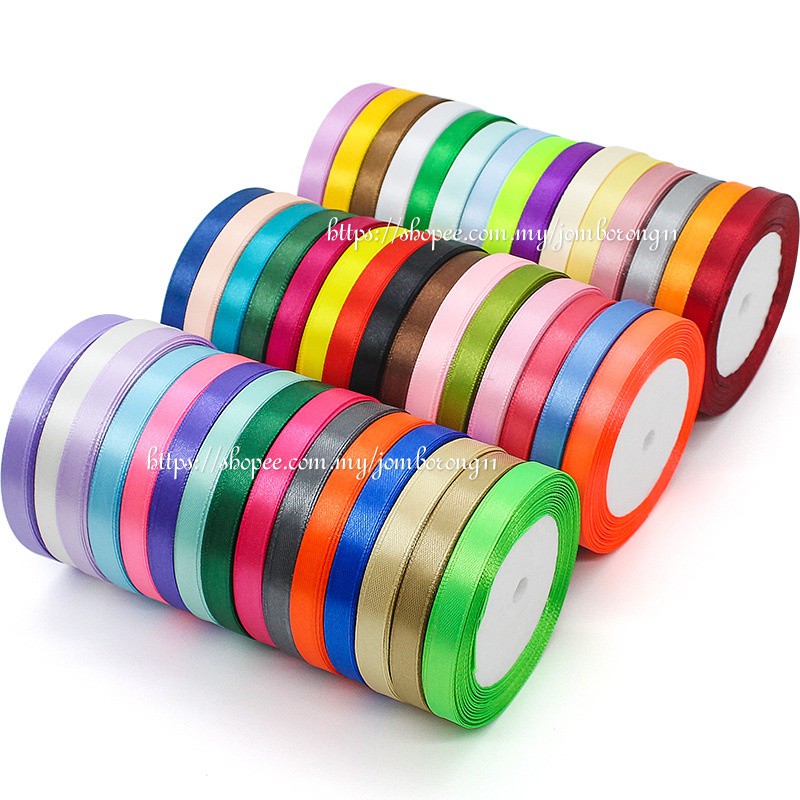 (22M) 1CM SATIN Ribbon Riben Reben Ribben Organza Gift Flower Bouquet ...