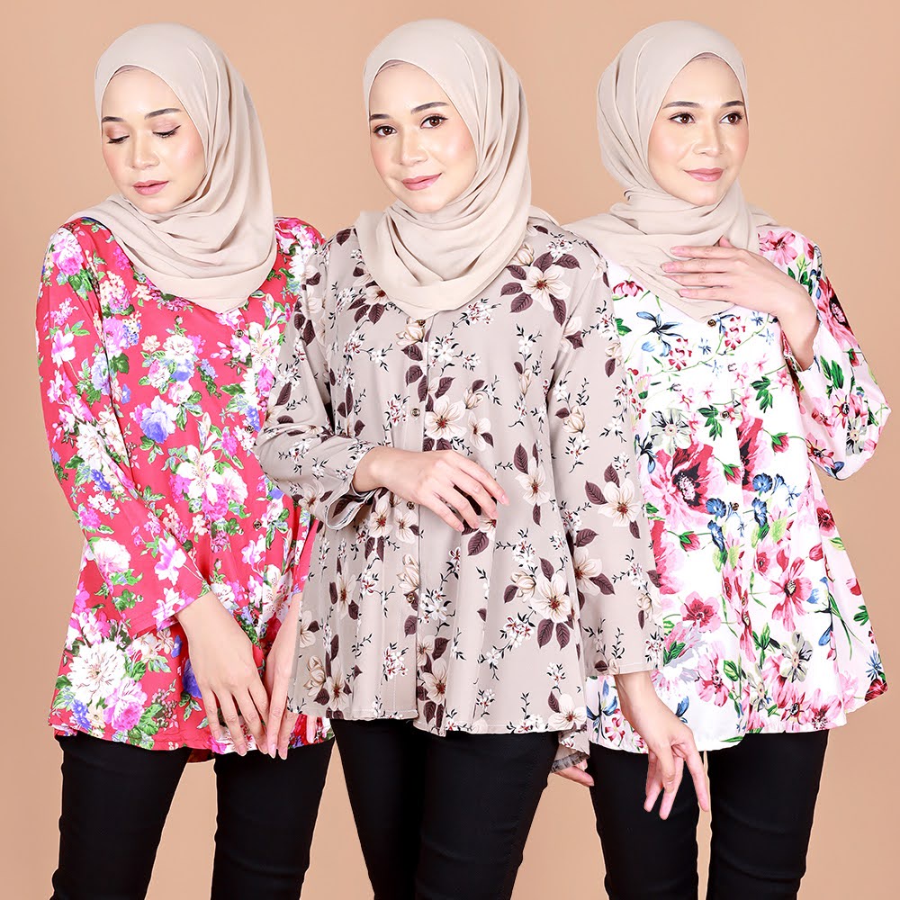 Ready Stock Women Long Sleeves Blouse Pattern Tops [8770] | Shopee Malaysia
