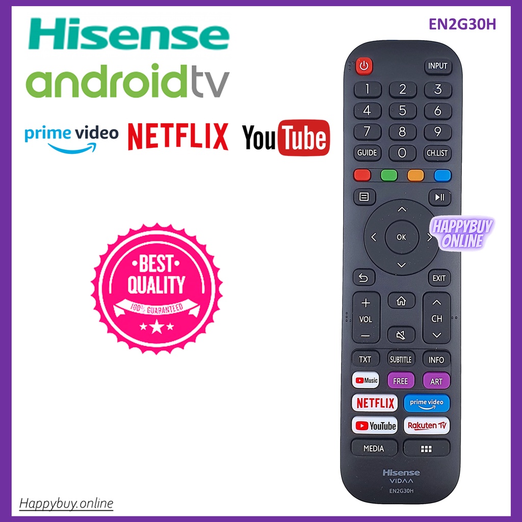 Hisense Android Smart LED TV Remote Control EN2G30H Hisense Replacement Android TV Remote ...