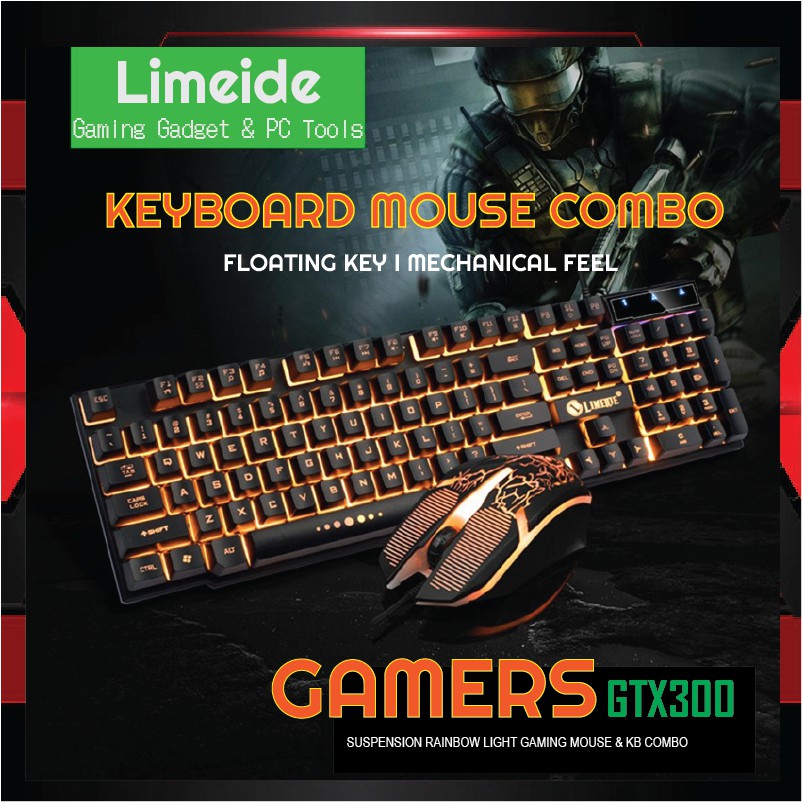 Limeide GTX300 Wired Gaming Keyboard and Mouse Set with LED Color ...