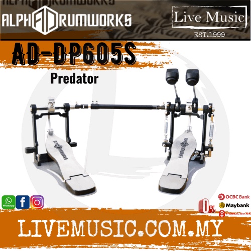Alpha Drumworks AD-DP605 Predator Double Pedal ( ADDP605 AD DP605 ...