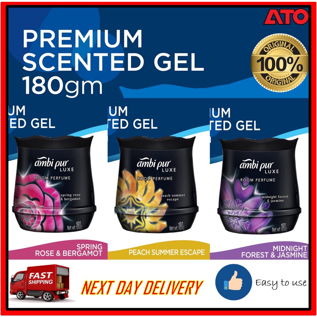 Ambi Pur Luxe Room Perfume Air Freshener Gel Peach Summer Escape / Rose ...
