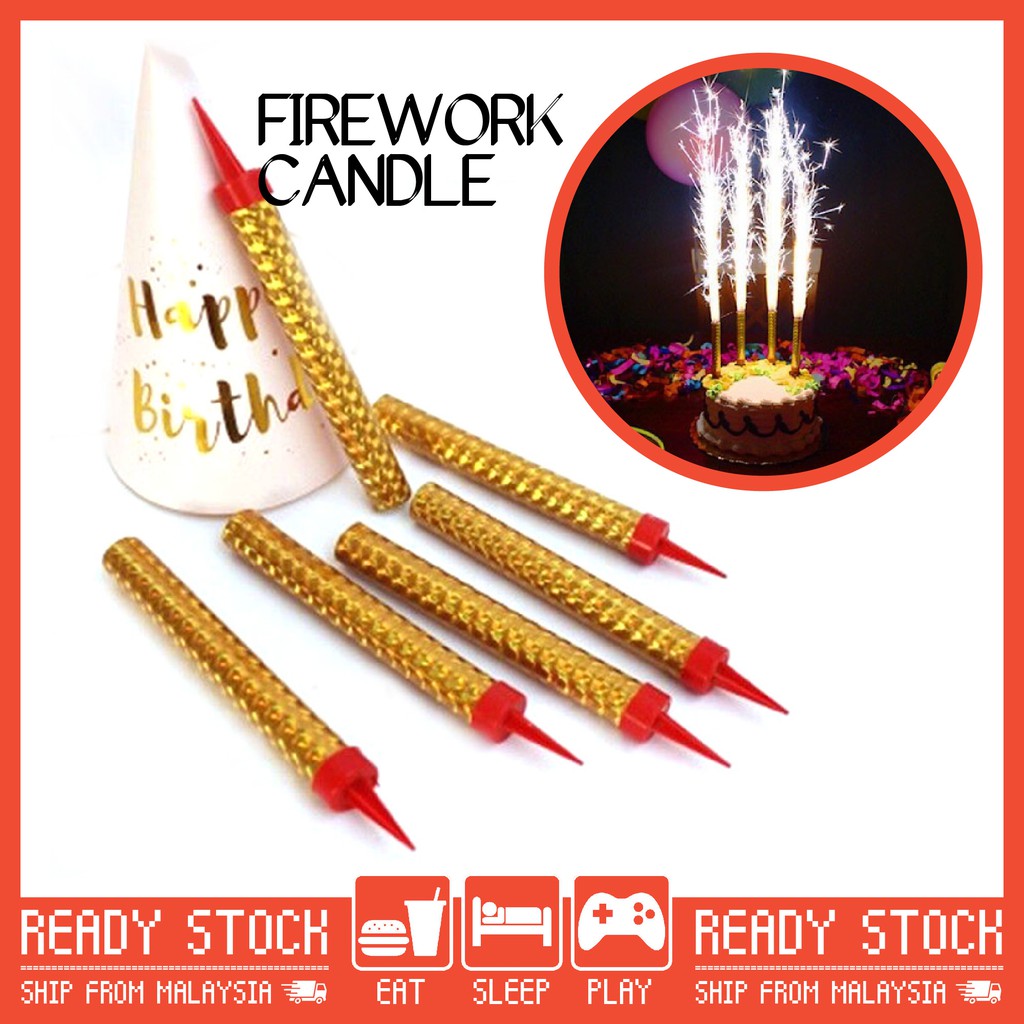 Firework Sparkling Candle 6 pcs 15cm Happy Birthday Party Cake ...