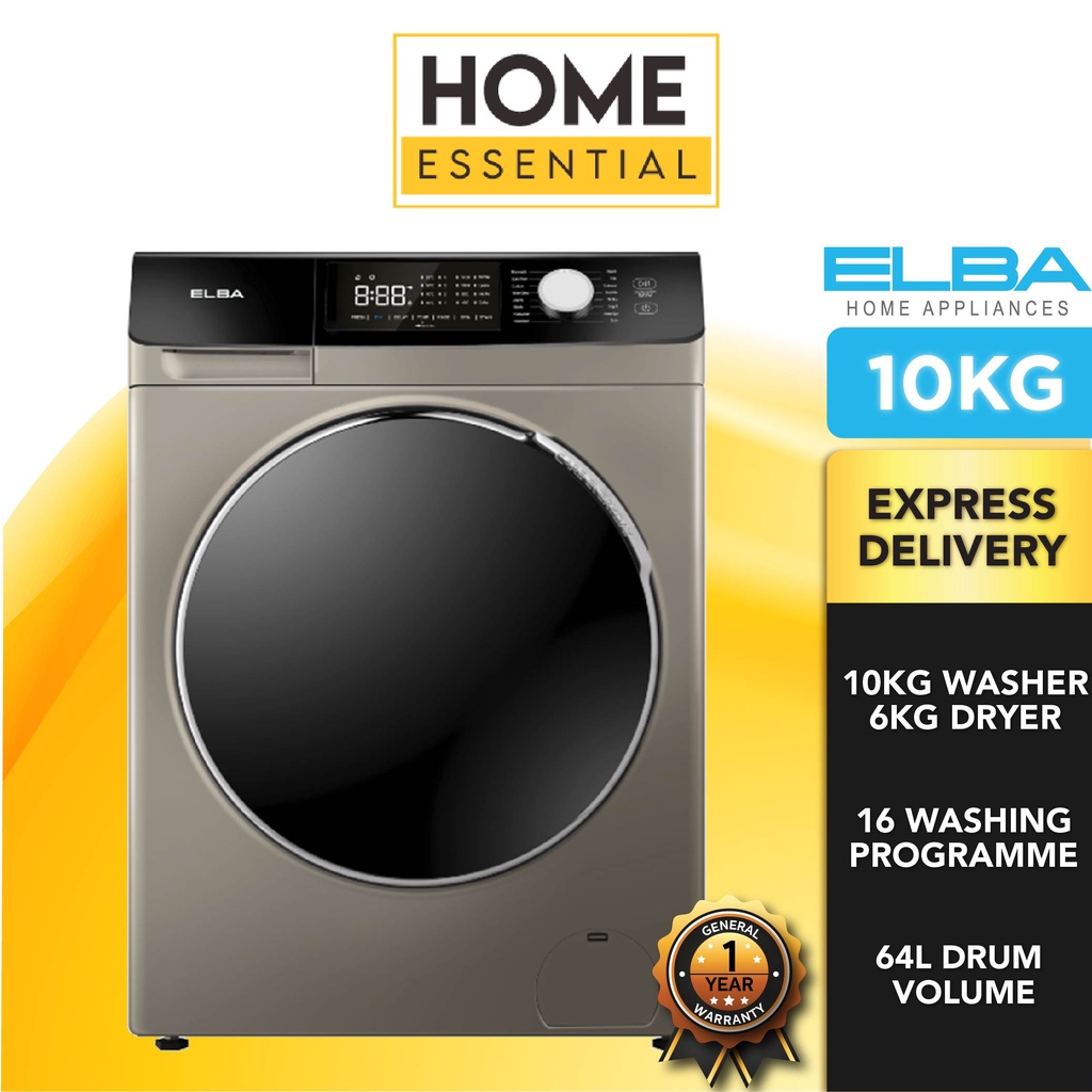 ELBA 10KG 2 IN 1 Front Load Washer & Dryer (10KG Washing / 6KG Dryer ...