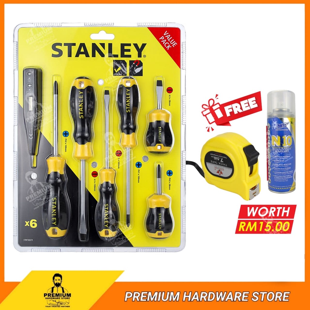 STANLEY Cushion Grip Screwdriver Set STMT66679 +/- Screw Driver With ...