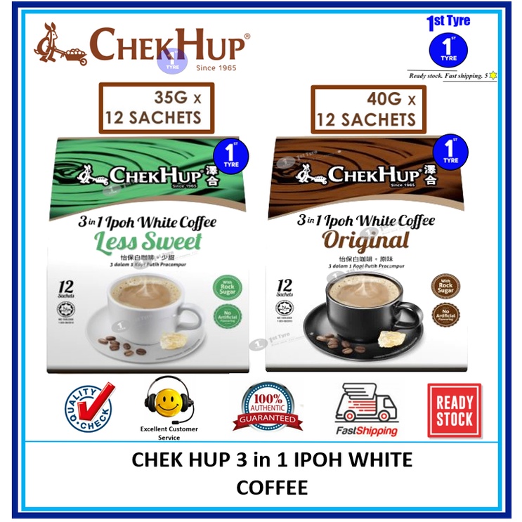 EXP: 09/2023 Chek Hup 3 in 1 Ipoh White Coffee ORIGINAL, LESS SWEET ChekHup (35g&40g x 12s ...