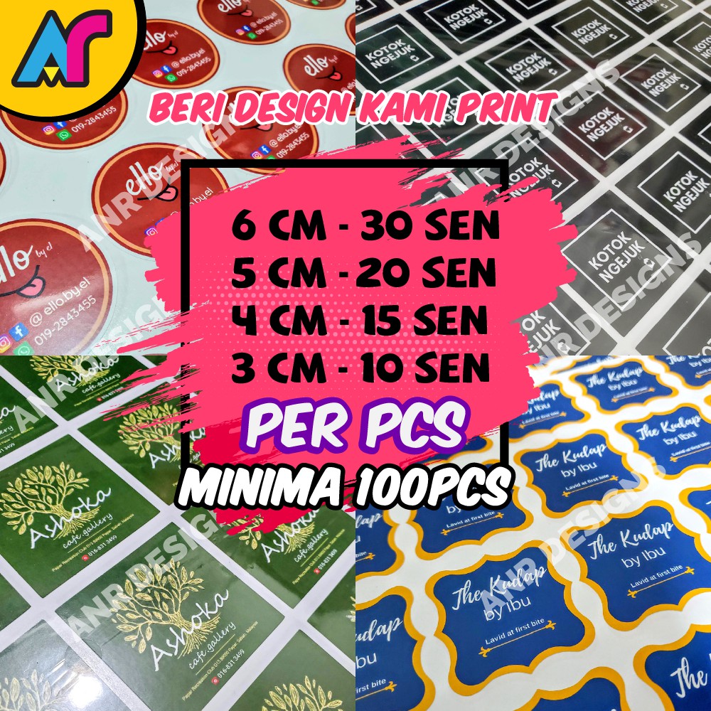 STICKER PRODUK LABEL MURAH PER PCS BERI DESIGN KAMI PRINT (MINIMA 100 ...