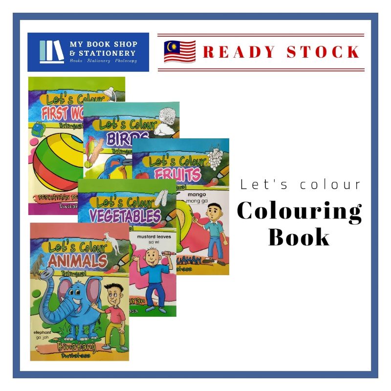 Let's Colour Colouring Book/ Buku Warna / Bilingual colouring books ...