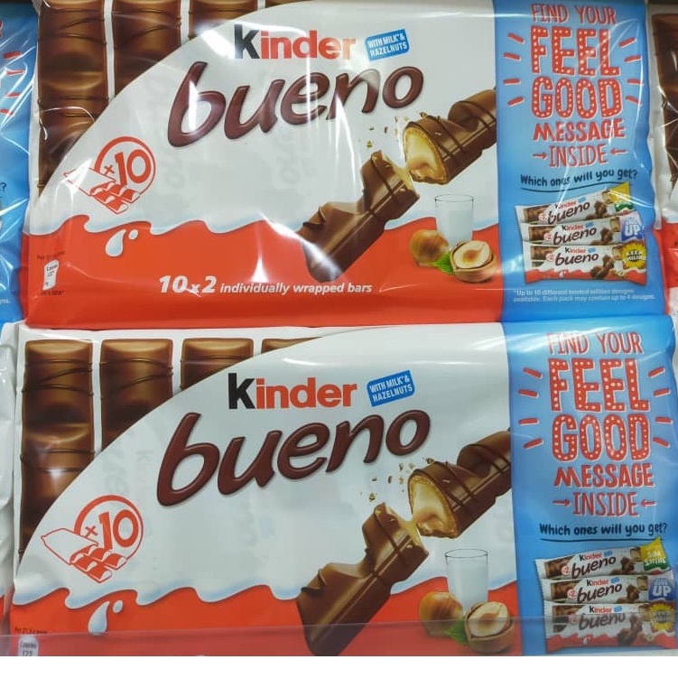 KINDER BUENO WITH MILK+&HAZELNUTS 10x2 individually wrapped bars (10pcsx2bars) | Shopee Malaysia