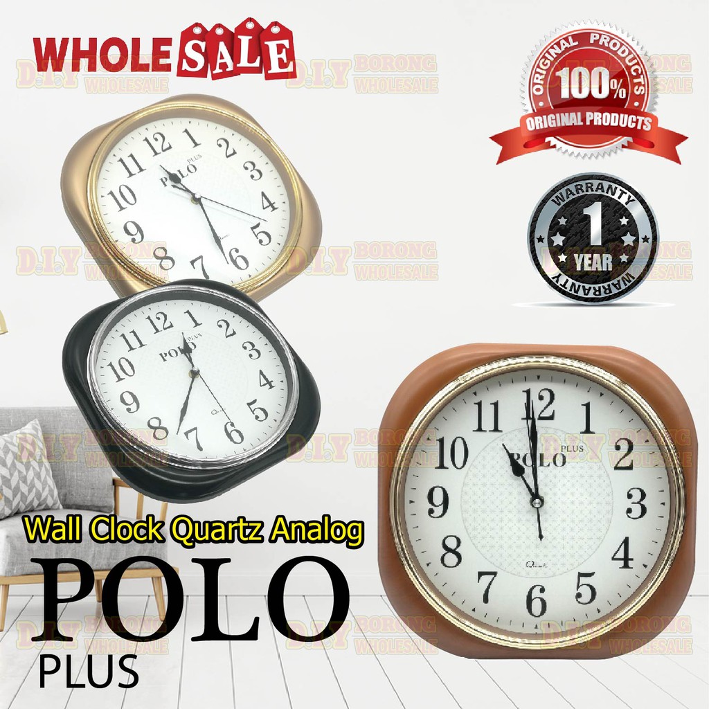 [1 YEAR WARRANTY] ORIGINAL POLO PLUS 32CM Wall Clock Quartz Analog/Jam ...